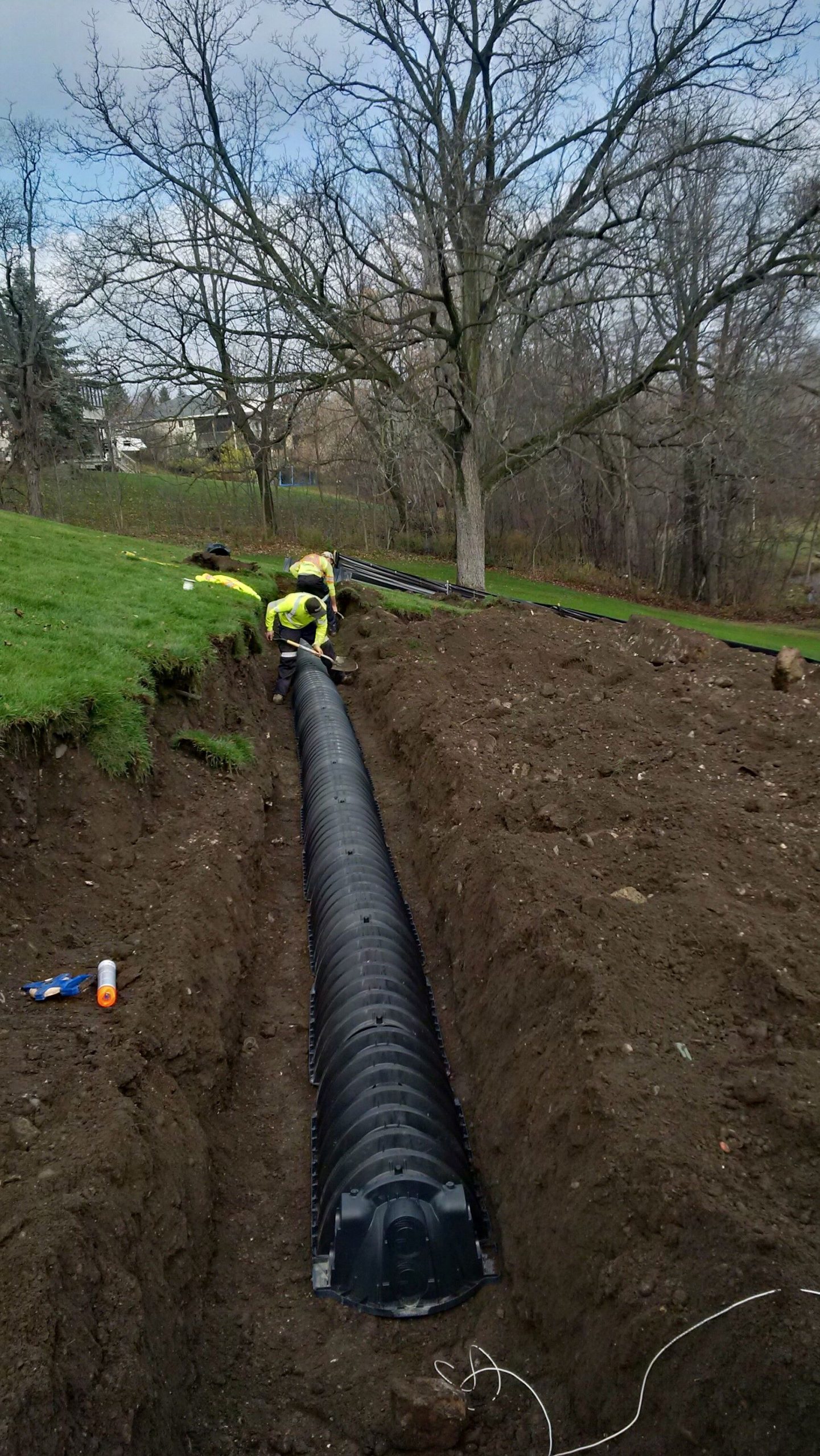 Septic Leaching Chamber Installation on Hillside - Alpha Ex - Ontario ...